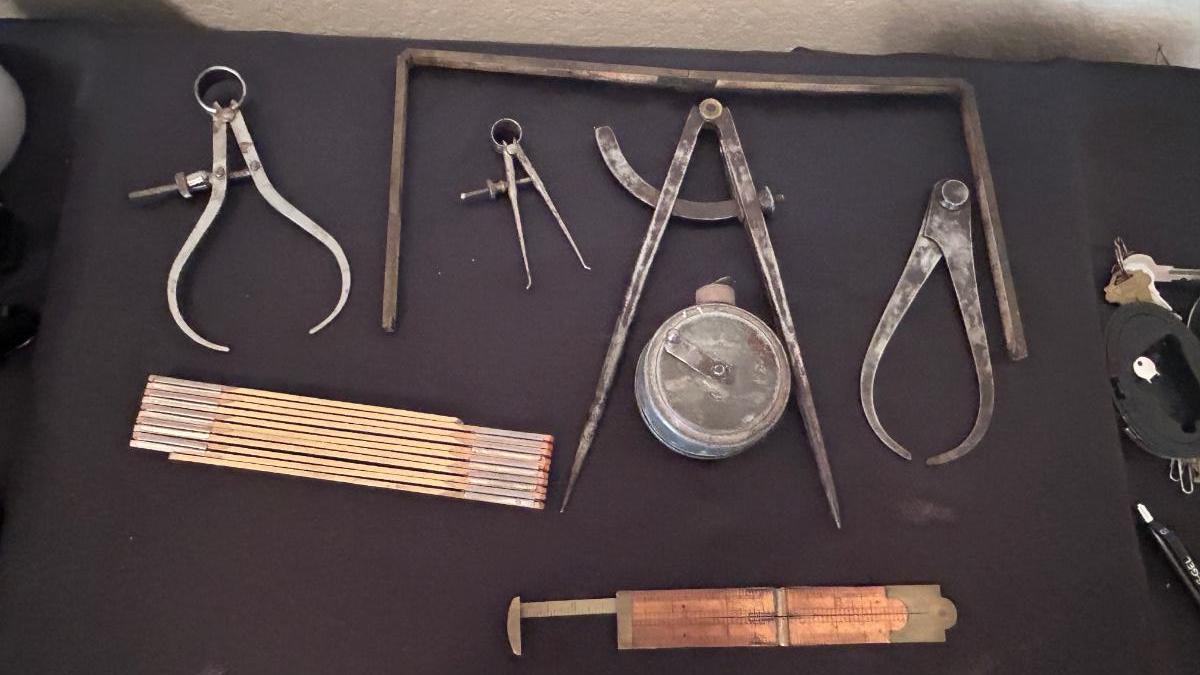 OLD MEASURING TOOLS AND CHALK LINE | EstateSales.org