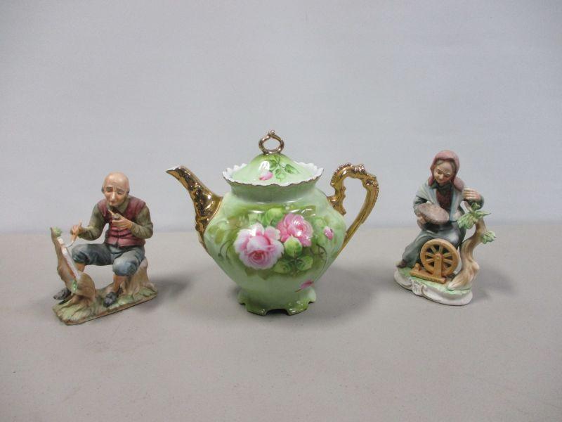 Lot 3 - Lefton Japan Porcelain/China Teapot Floral & Figures ...