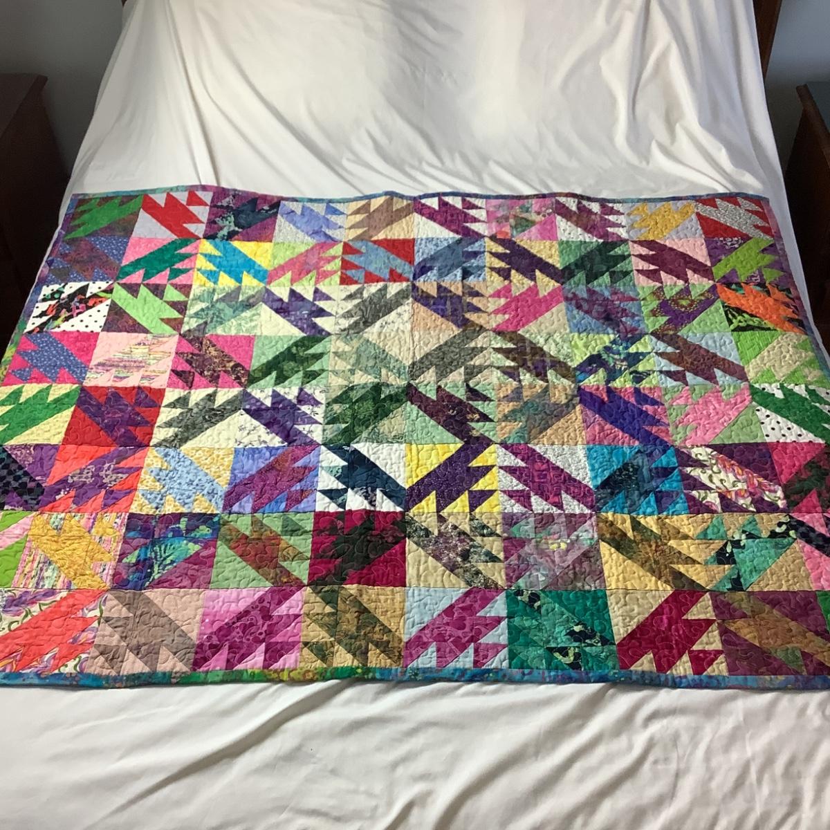 E1215 Handmade Two Sided Multi Colored Quilt | EstateSales.org